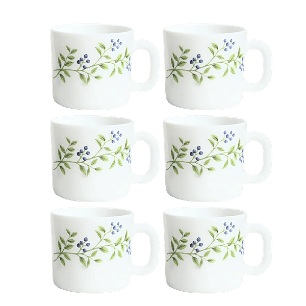 Buy LaOpala Tea/Chai Cup Set - Opalware, White, Lush Greens, Regular ...