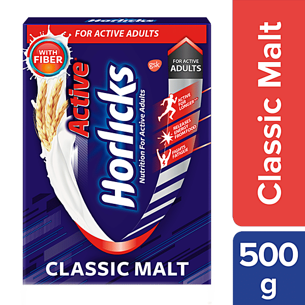 Buy Horlicks Active For Adults - With Fibre, Classic Malt Flavour ...