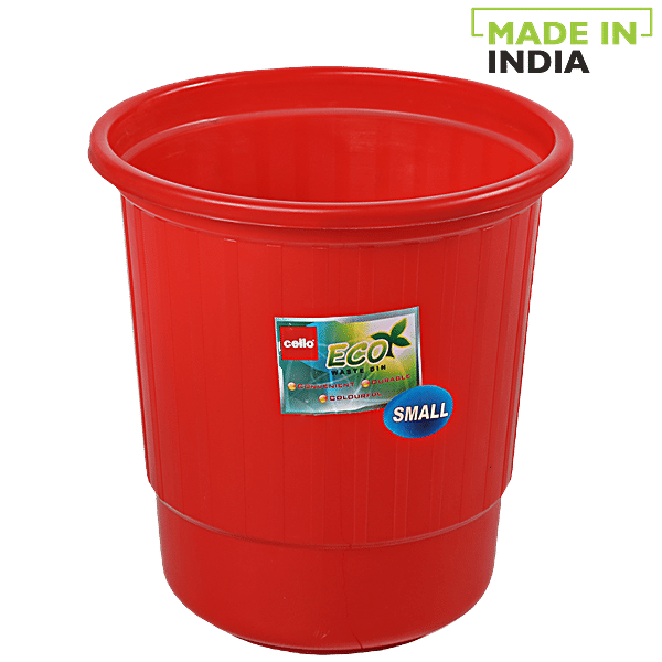 Buy Cello Eco Waste Plastic Dustbin / Garbage Bin - Red Online at Best ...