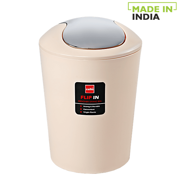 Buy Cello Plastic Swing Dustbin / Garbage Bin - Beige Online at Best ...