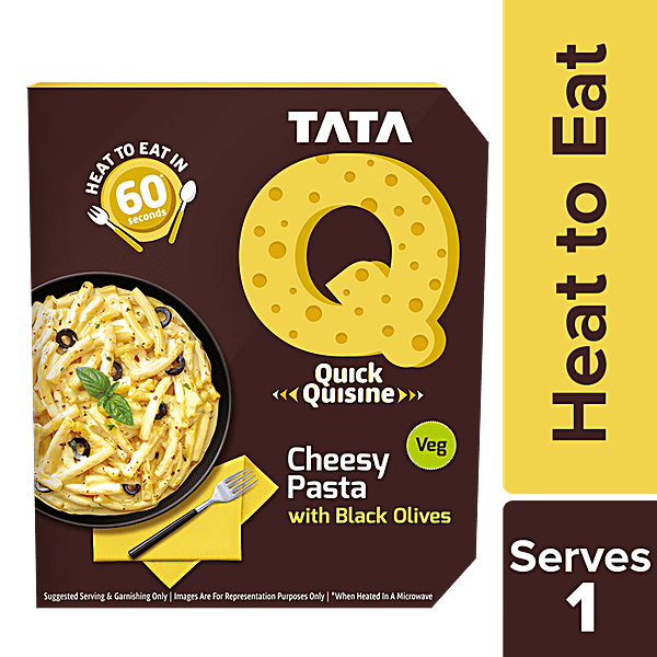 Buy TATA Q Ready To Eat Veg Cheesy Pasta With Black Olives - High ...