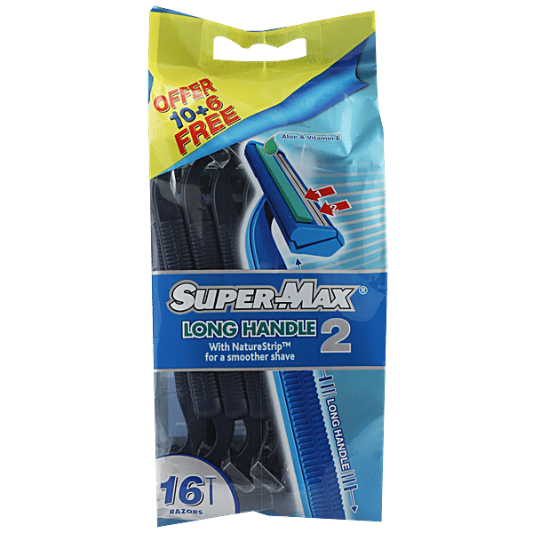 Buy Supermax Long Handle 2 Bladed Disposable Razor - With Aloe Vera ...