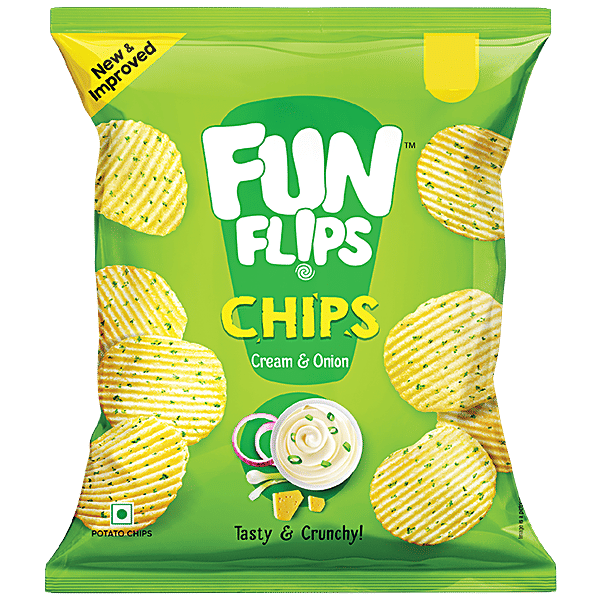 Buy Fun Flips Potato Chips - Cream Onion Online at Best Price of Rs 5 ...