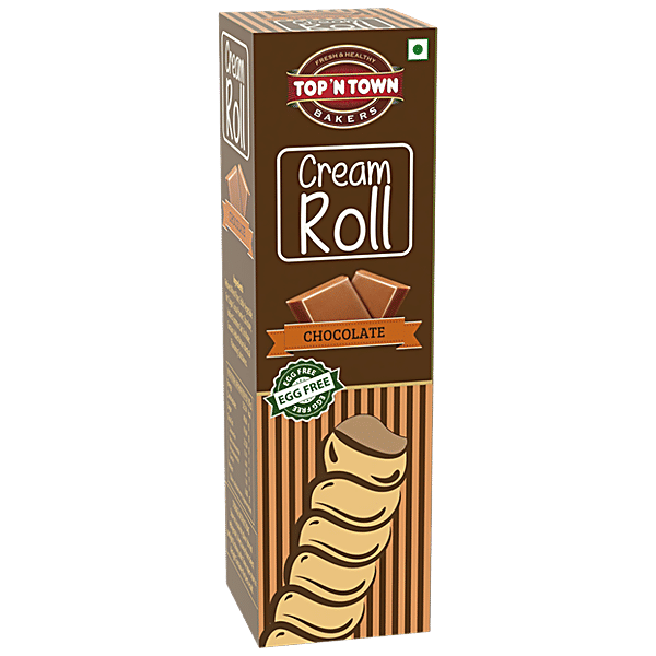Buy Top 'N Town Bakers Cream Roll - Chocolate, Egg Free Online at Best ...