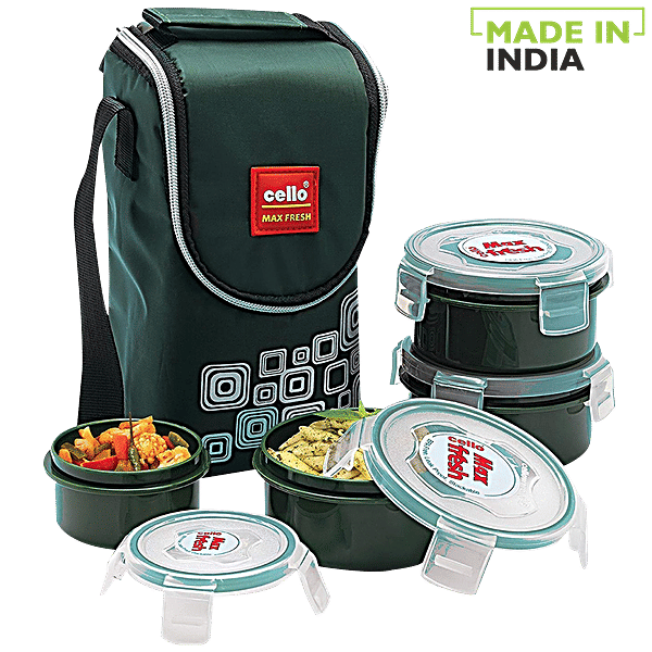 Buy Cello Max Fresh New Click Plastic Lunch Box - Green Online at Best ...
