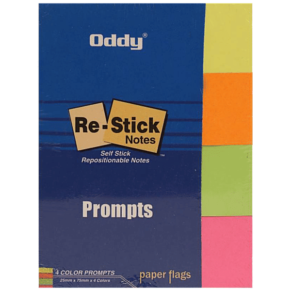 Buy Oddy Prompt Sticky Notes - Paper Flags, 25 mm x 75 mm, 4 Colours ...