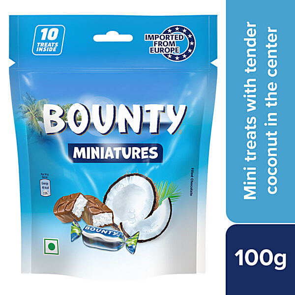 Buy Bounty Miniatures Coconut Chocolate Pack, 10 Mini Coconut Bars ...