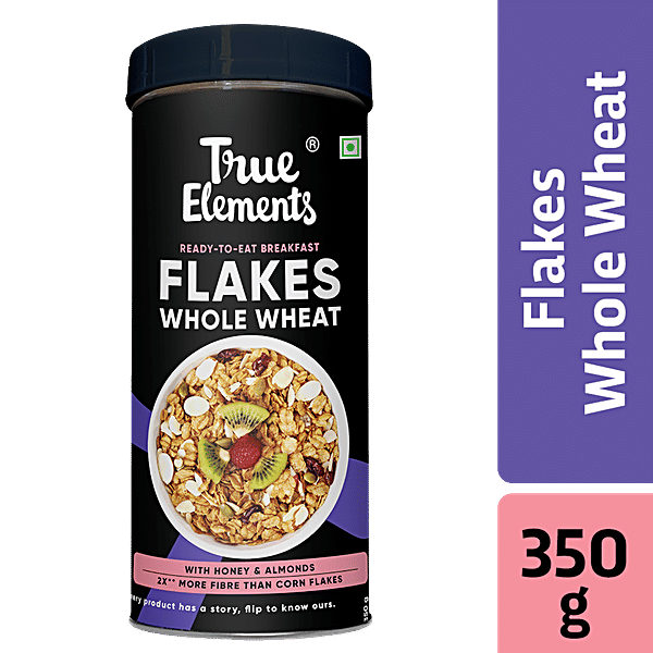 Buy True Elements Whole Wheat Flakes - Honey & Almonds, Dietary Fibre ...