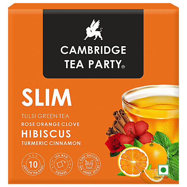 Buy Cambridge Tea Party Slim Tulsi Green Tea - Rose, Orange, Hibiscus ...