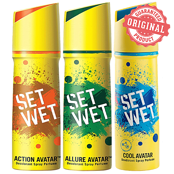 Buy Set Wet Cool, Action & Allure Avatar Deodorant Spray Perfume For ...