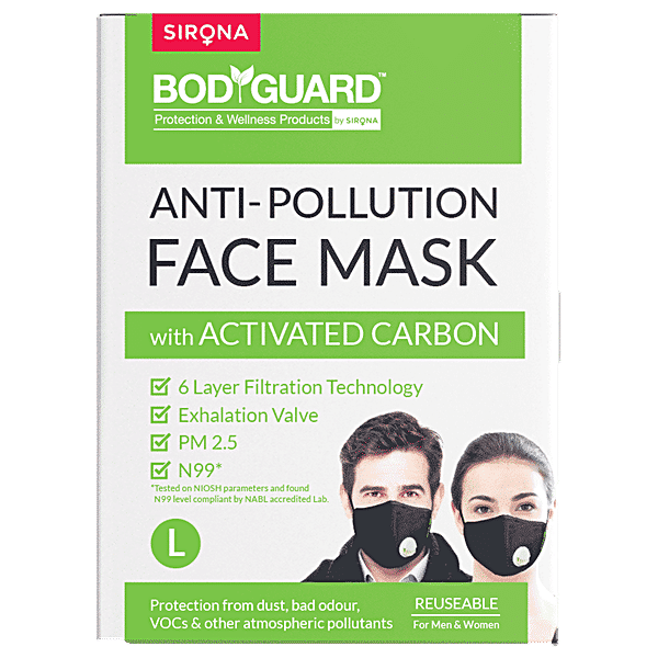 Buy Bodyguard N99 + PM2.5 Cotton Reuseable Face Mask (Black, With Valve ...