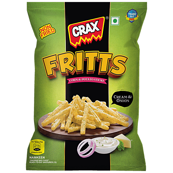 Buy Crax Fritts Corn & Potato Sticks - Cream & Onion Online at Best ...