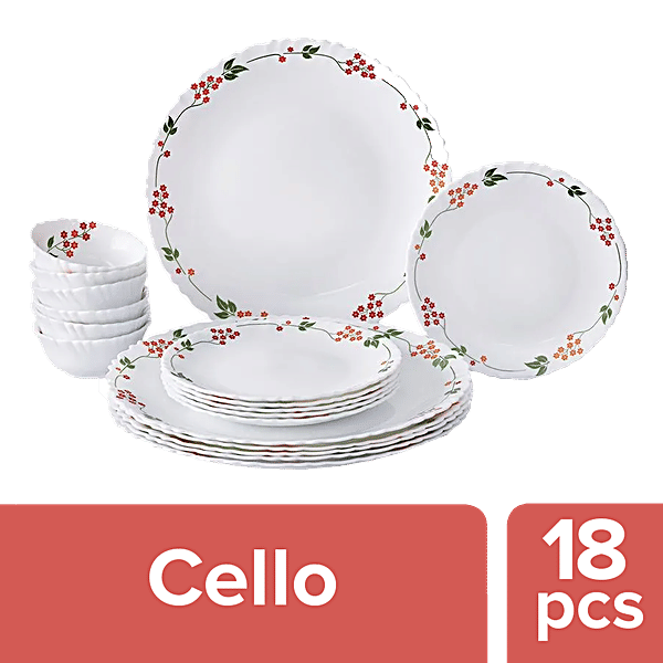 Buy Cello Cello Dinner Set - Opalware, Secret Garden, Dazzle, White ...