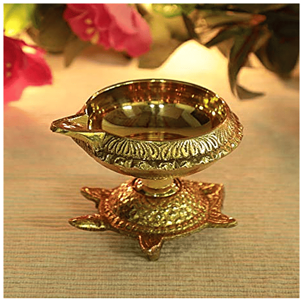 Buy Trm Brass Diya/Kachua Stand Deepam - Turtle Shape Base, Small, Gold ...