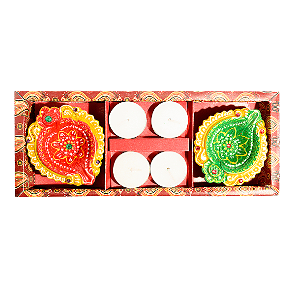 Buy DP Mud Diya & T Light Set - Assorted Colour, ED138 Online at Best ...