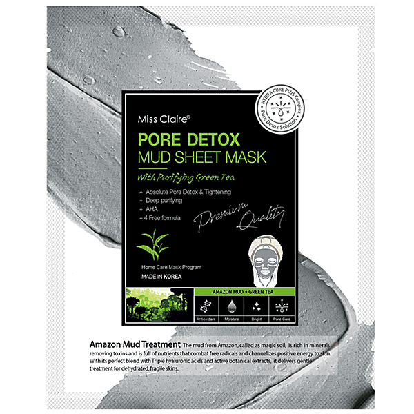 Buy Miss Claire Pore Detox Mud Sheet Mask With Purifying Green Tea ...