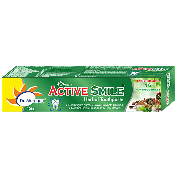 Buy Dr. Morepen Active Smile Herbal Toothpaste With Neem, Clove ...