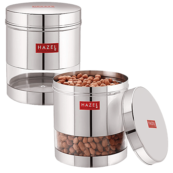 Buy Hazel Stainless Steel Transparent Wide Mouth See Through Container ...