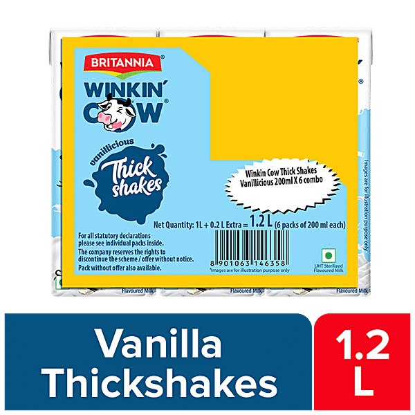 Buy Britannia Winkin Cow Think Shakes - Vanillicious, Rich In Calcium ...