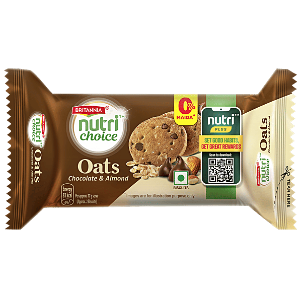 Buy Britannia NutriChoice - Oats Choco & Almond Cookies Online at Best ...