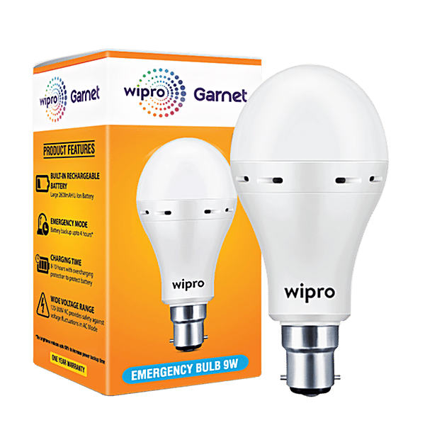 Buy Wipro Garnet 9W EMERGENCY LED BULB 6500K CDL Online at Best Price ...
