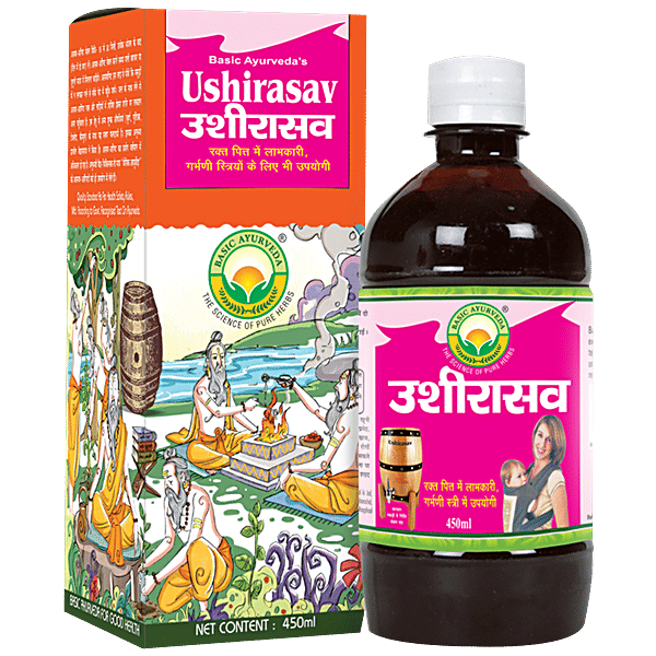 Buy Basic Ayurveda Ushirasav Syrup - For Skin Diseases, Stomachache ...