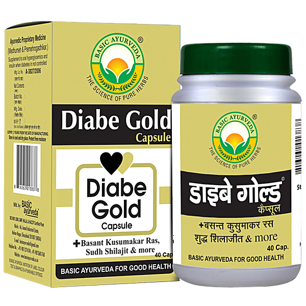 Buy Basic Ayurveda Diabe Gold Capsules - For Diabetes Management Online ...
