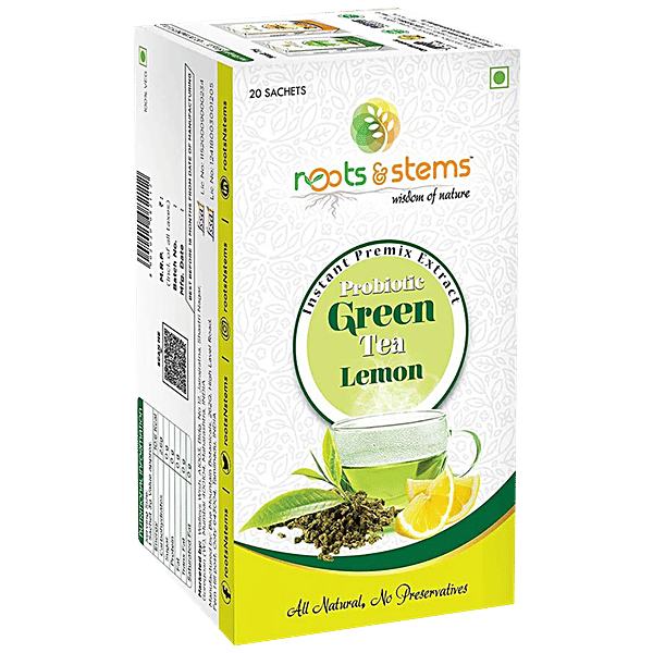 Buy ROOTS & STEMS Green Tea - Probiotic Premix, Lemon Online at Best ...