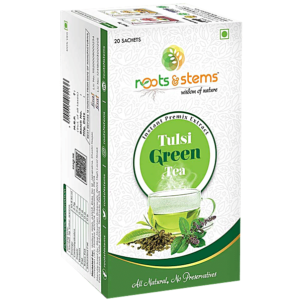 Buy Roots & Stems Green Tea Premix - Tulsi Online at Best Price of Rs ...