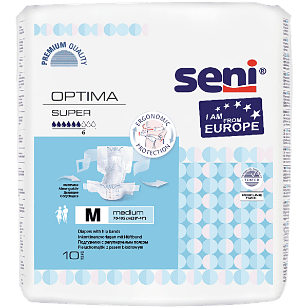 Buy Seni Optima Super Adult Diapers With Hip Bands - Medium Online at Best Price of Rs 599 ...