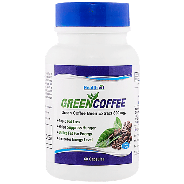Buy Healthvit Green Coffee Bean Extract 800 mg Capsules - Rapid Fat ...