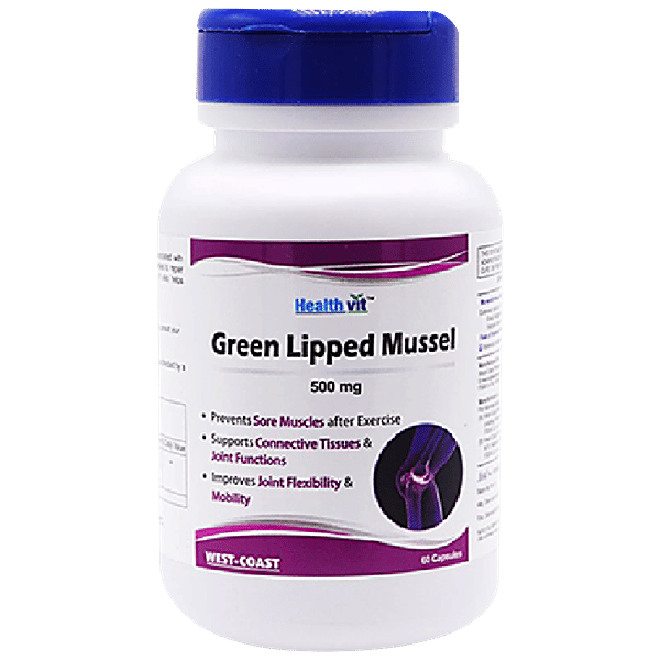 Buy Healthvit Green Lipped Mussel 500 mg Capsules - For Joint Health ...