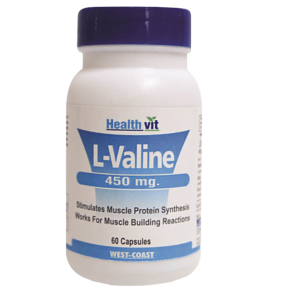 Buy Healthvit L-Valine 450 mg Capsules - For Muscle Building Reaction ...