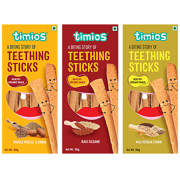 Buy Timios Organic Teething Sticks For Kids - Whole Wheat Ajwain ...