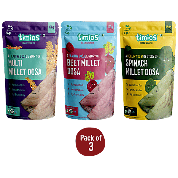 Buy Timios Organic Dosa Mix - Multi Millet + Spinach + Beetroot Online ...
