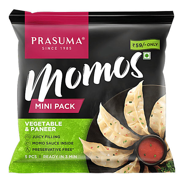 Buy Prasuma Momos - Vegetable & Paneer, With Sauce Inside, Juicy ...