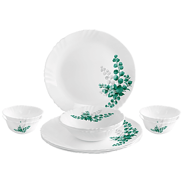 Buy Cello Dinner Set - Opalware, Aqua Leaves, White Online at Best Price of Rs 1299 - bigbasket