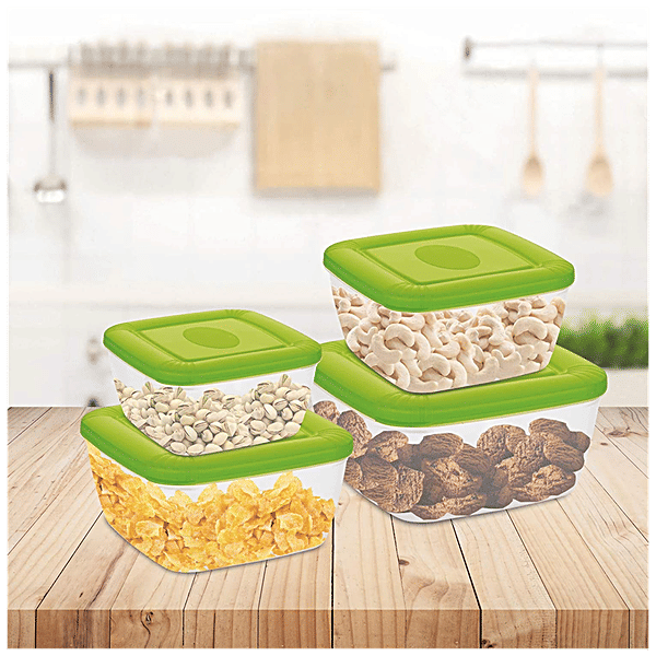Buy Asian Flora Dryfruit Plastic Dabba/Container Set - BPA-Free, Green ...