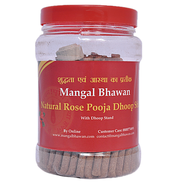 Buy Mangal Bhavan Natural Rose Pooja Dhoop Stick - With Stand Online at ...