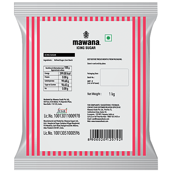 Buy Mawana Icing Sugar - With Fine Crystals, Soft, Dissolves Easily ...