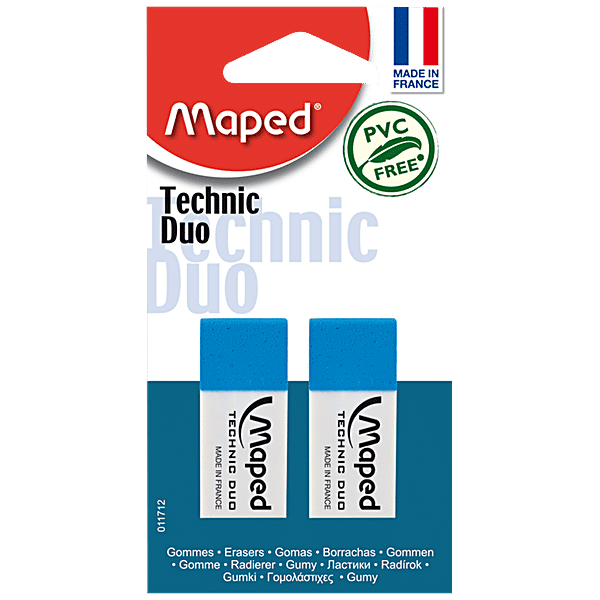 Buy Maped Eraser - Technic Duo Blister, Dust Free, White Online at Best ...