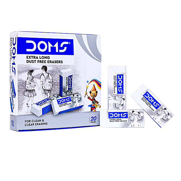 Buy Doms Extra Long Dust Free Erasers - Break-Resistant, Premium ...