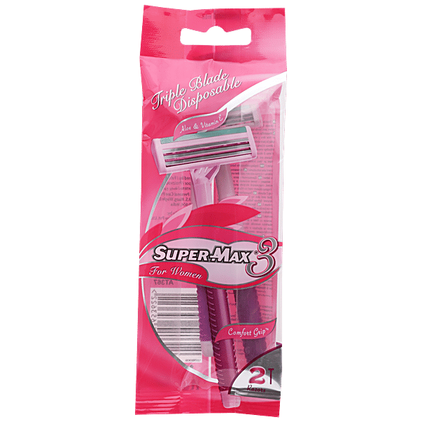 Buy Supermax Heavy Grip 3 Blade Women's Disposable Razor - With Aloe ...
