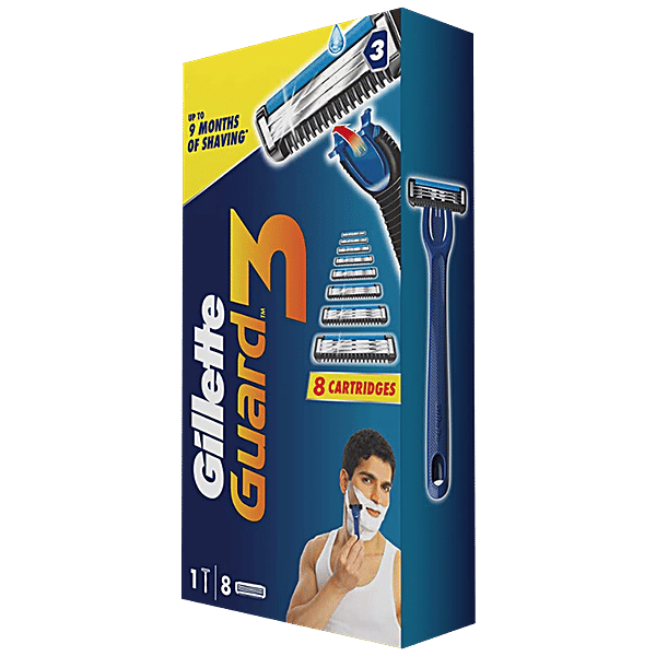 Buy Gillette Guard 3 Razor for Men 1 Razor and Pack og 8 Cartridges ...
