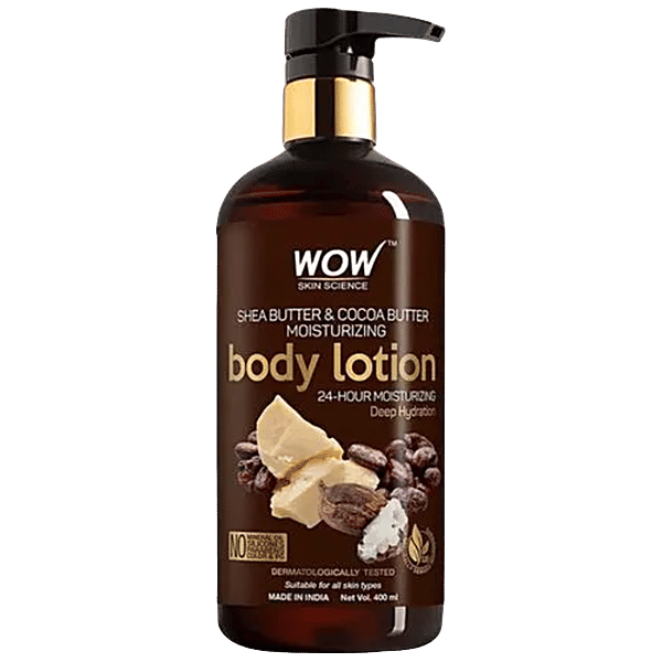 Buy Wow Skin Science Shea & Cocoa Butter Moisturising Body Lotion - Deep Hydration, No Mineral ...