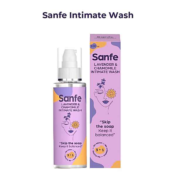 Buy Sanfe Natural Intimate Wash 3 In 1 - Lavender & Chamomile, Prevents ...