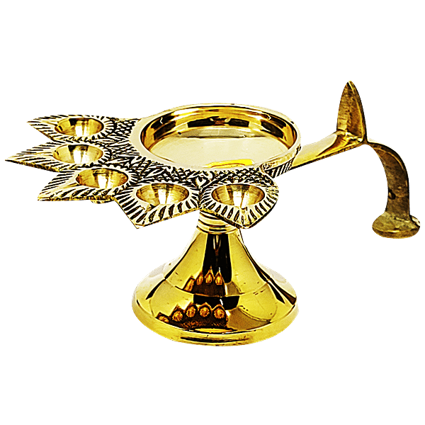 Buy Trm Pooja Pancha Aarti Diya - Brass Metal, No 17, For Home & Mandir ...
