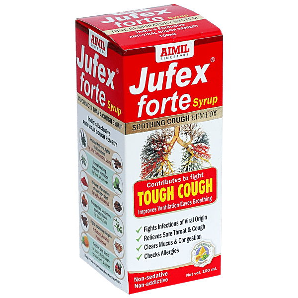 Buy Aimil Jufex Forte Syrup - Provides Relief From Cough, Sore Throat ...