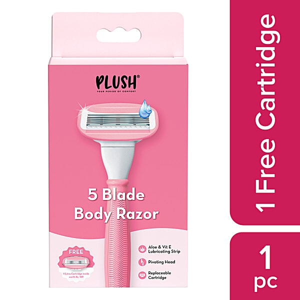 Buy Plush 5 Blades Razor - With Aloe Vera & Vitamin E-Strip, For Normal ...