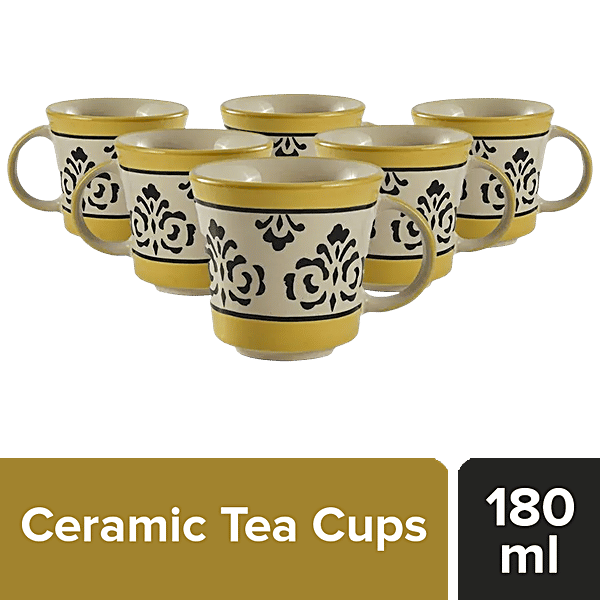 Buy bb home Earth Teacup Set, Hand Painted Ceramic - Bumblebee Yellow ...
